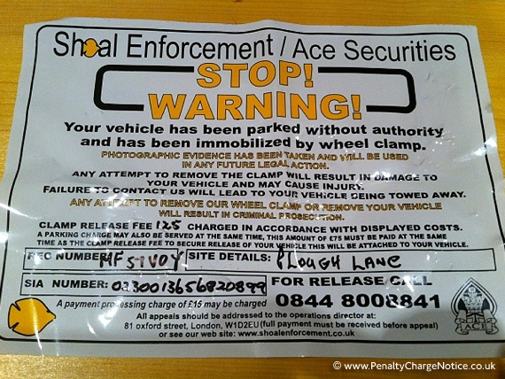 Clamped or Towed on Private Land